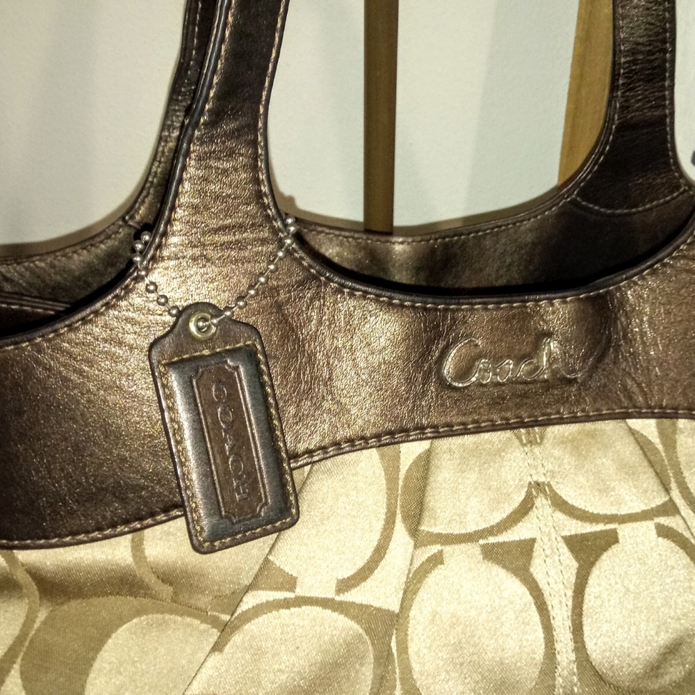 Coach Lexi Metallic Copper Sateen Signature Carryall … - Gem